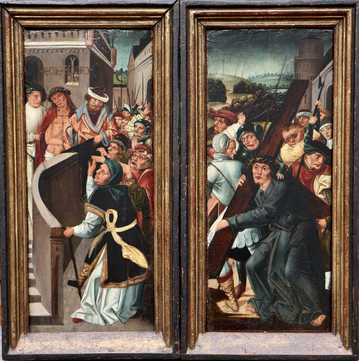 Christ carrying the cross - Anonymous Flemish or German painter, middle 16th century, triptych ...
